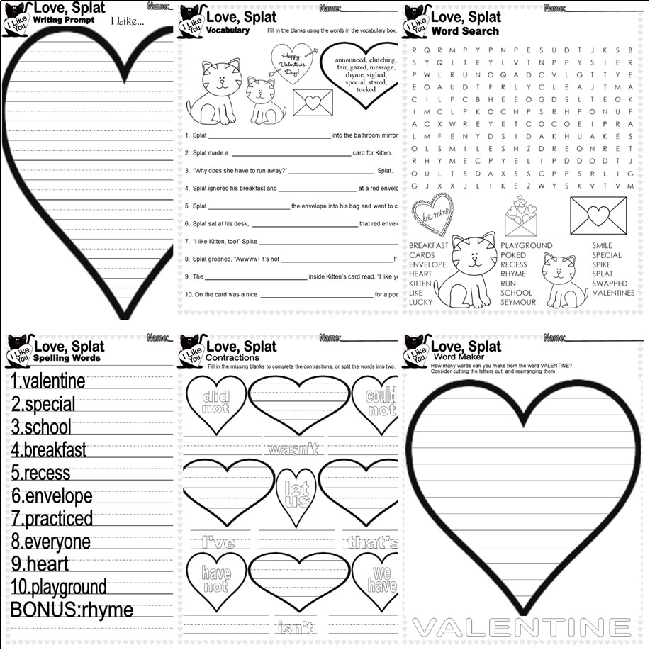 Love, Splat Read Aloud Book Study Companion Reading Comprehension ...