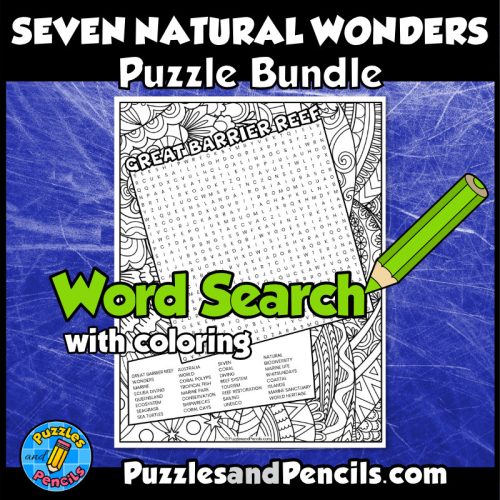 Seven Natural Wonders of the World Word Search Puzzle BUNDLE | Made By ...
