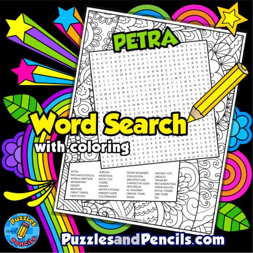 Petra Word Search Puzzle with Coloring | Seven Modern Wonders | Made By ...