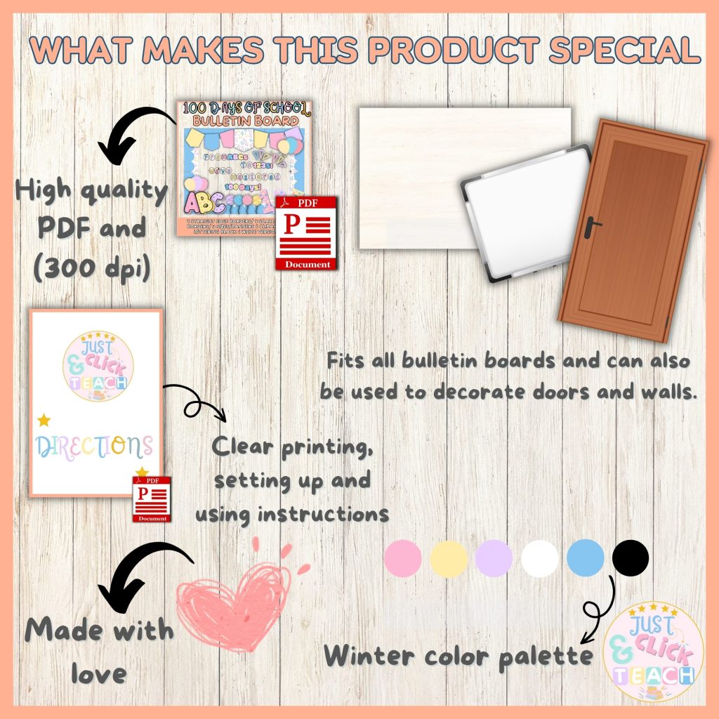 100 Days of school bulletin board decor | Borders & Cliparts | Pastel ...