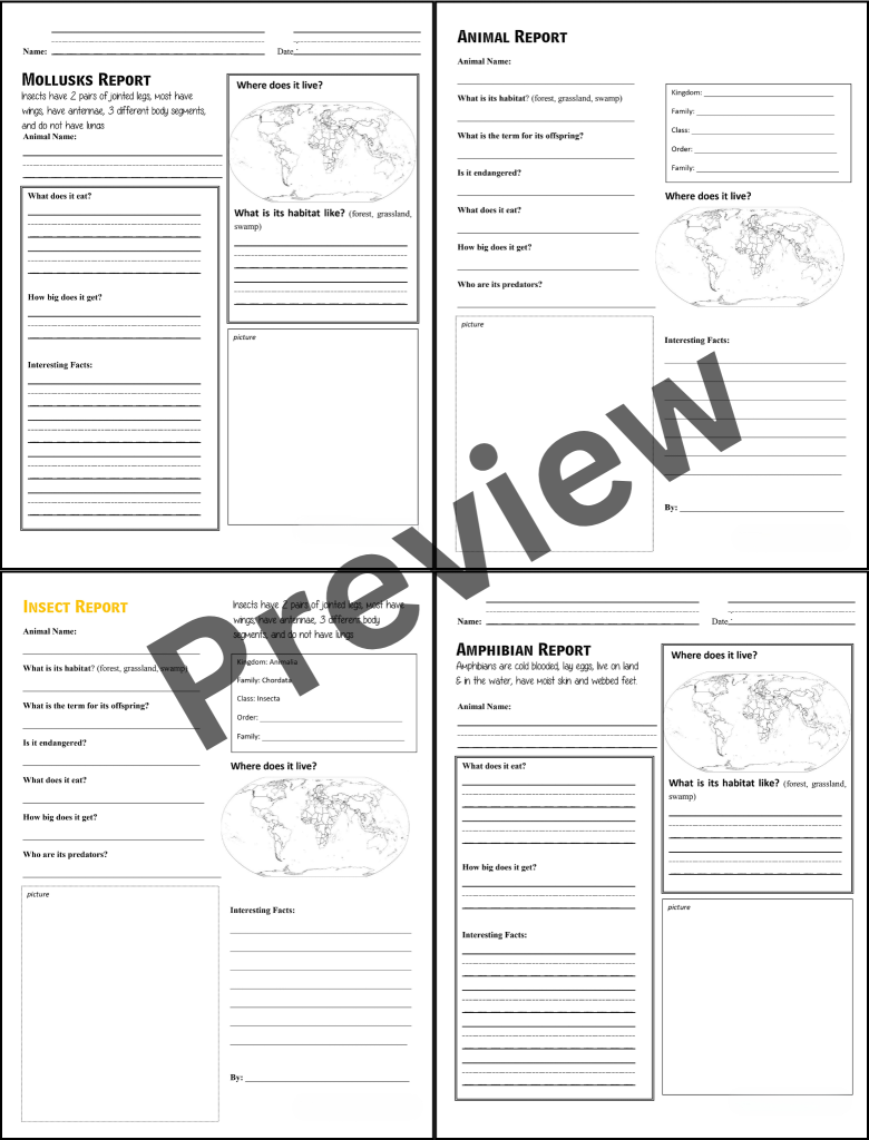 Animal Report Research Project Writing Templates | Habitats ...