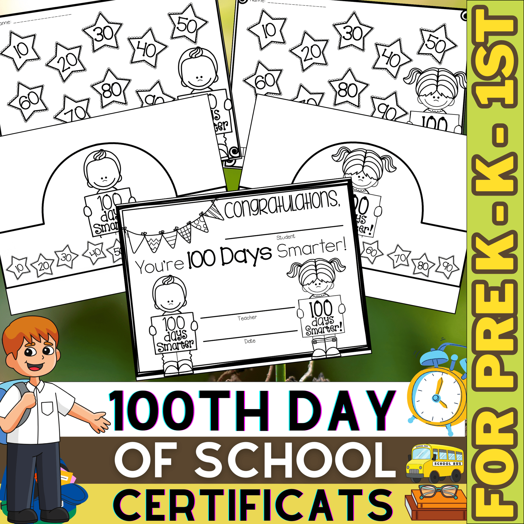 100th Day of School Certificates | for Pre K, Kindergarten and 1st ...