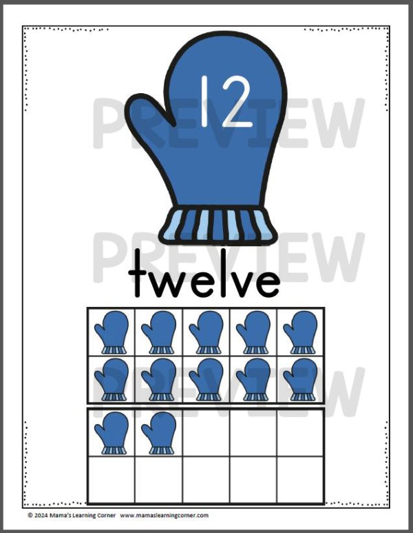 Mitten Number Wall Cards with Ten Frames for Numbers 0 to 20 - Made By ...