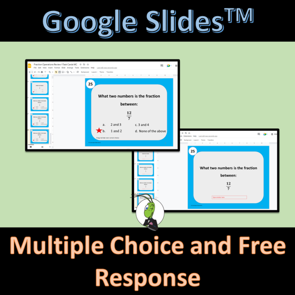 Operations of Fractions Review 2 Task Cards Google Slides and Google ...