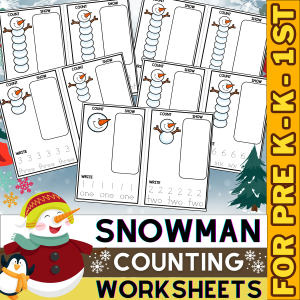 Snowman Counting to 10 Worksheets | Winter Math Activities For Pre K, K ...