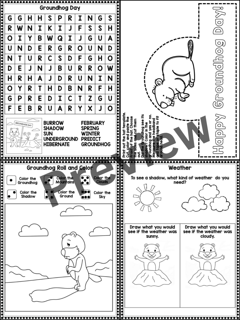 Groundhog Day Activities and Worksheets | No Prep | For Prek, K and 1st ...