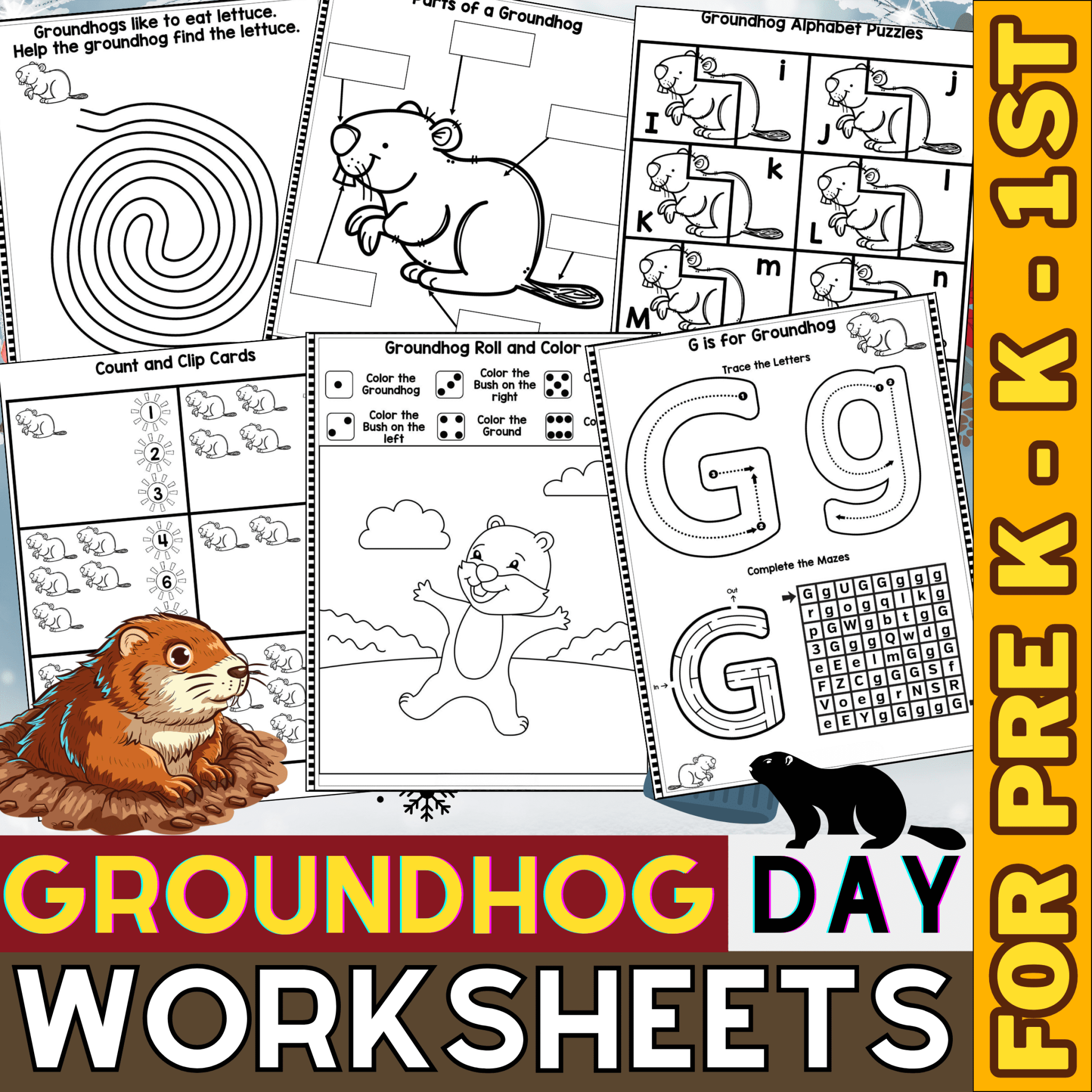 Groundhog Day Activities and Worksheets | No Prep | For Prek, K and 1st ...