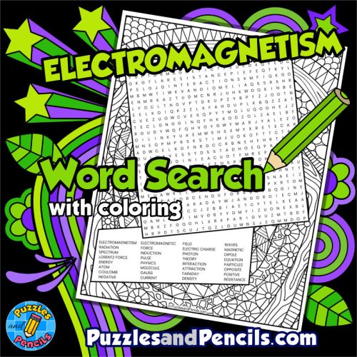 Electromagnetism Word Search Puzzle with Coloring | Physics Wordsearch ...