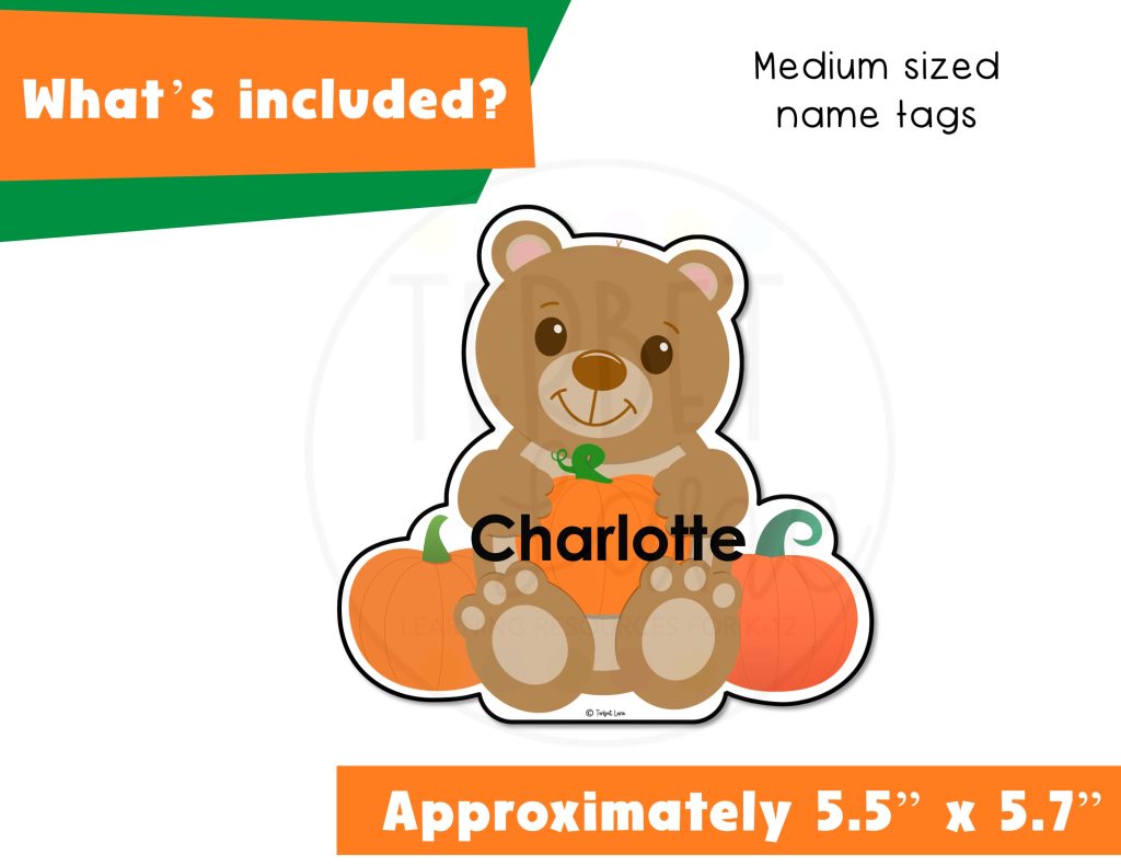 Editable Pumpkin Bear Cubby Tags | Fall Cubby Tags | Made By Teachers
