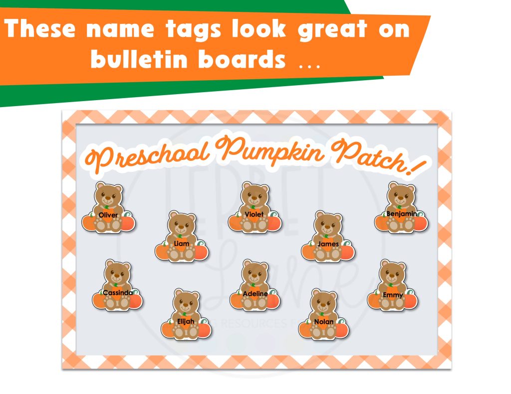 Editable Pumpkin Bear Cubby Tags | Fall Cubby Tags | Made By Teachers