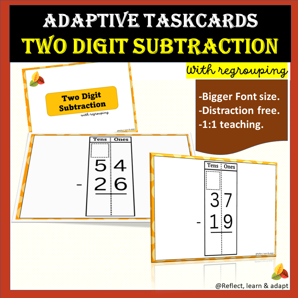Three digit Subtraction with regrouping | Adaptive Resources | Made By ...