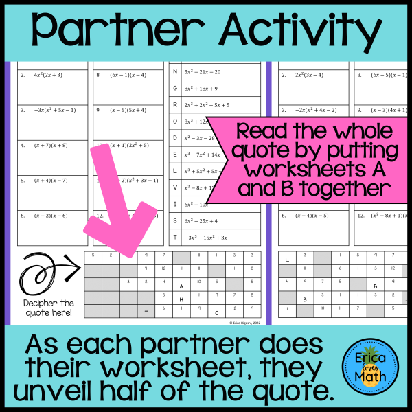Multiplying Polynomials Differentiated Partner Worksheets Quotable ...
