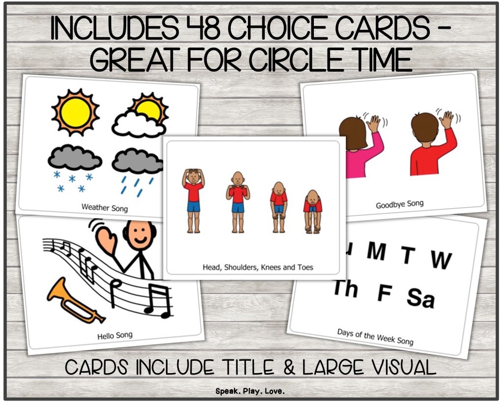 Circle Time Songs Choice Cards - Preschool - Speech Therapy - Early ...