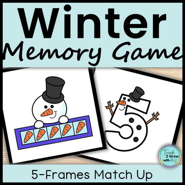 Winter Math Snowman 5 Frames Memory Game Matching Game Preschool ...