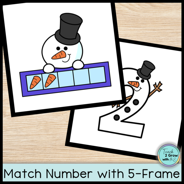 Winter Math Snowman 5 Frames Memory Game Matching Game Preschool ...