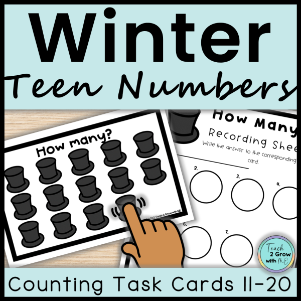 Winter Snowman Teen Numbers Counting 11-20 Task Cards 1:1 ...