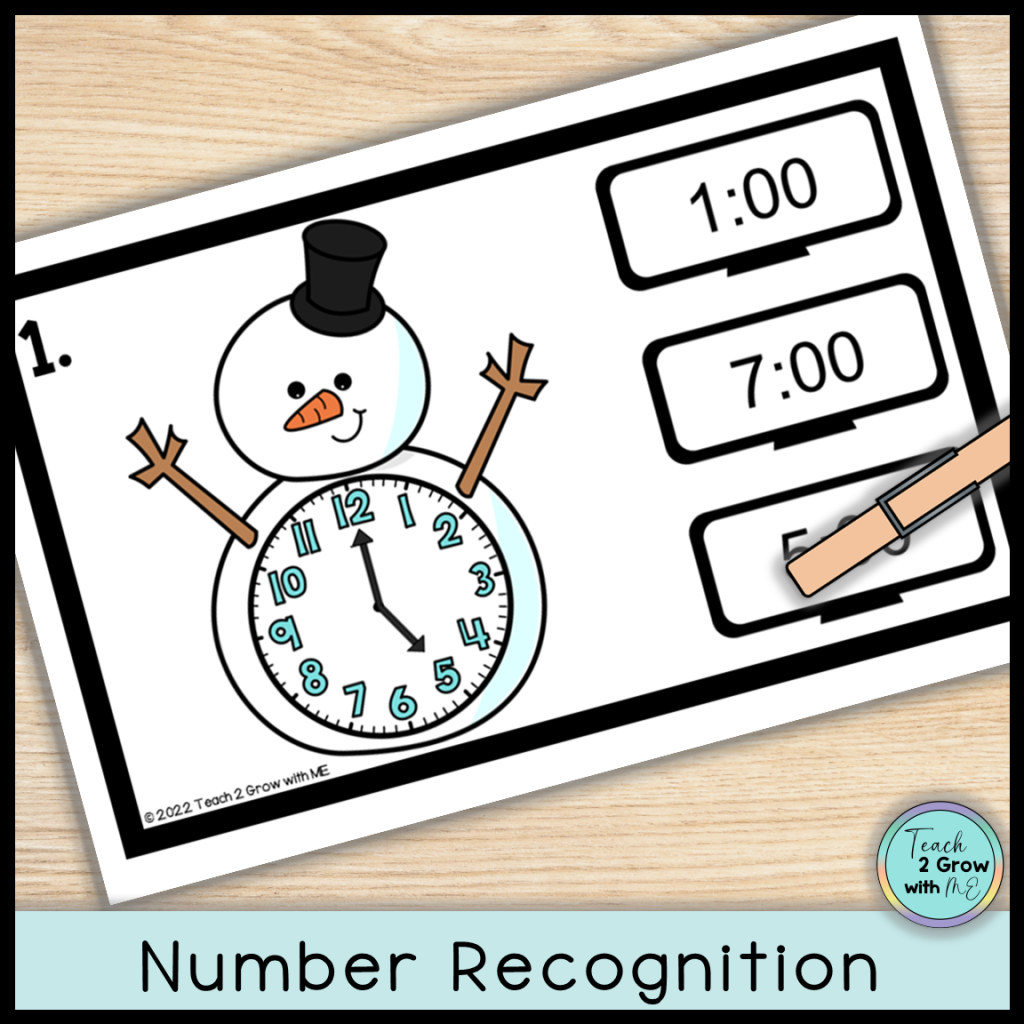 Winter Snowman Clip Cards Telling Time by the HOUR Task Cards | Made By ...