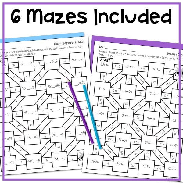 Long Division Math Mazes - Made By Teachers
