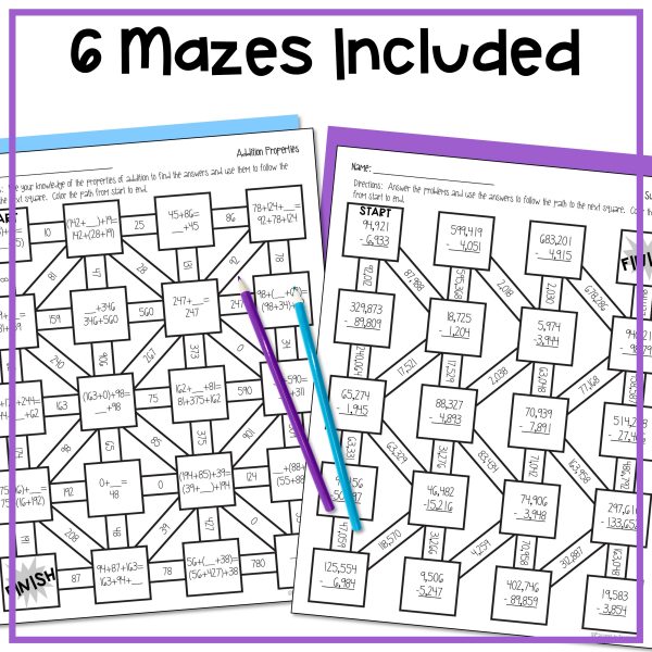 Multi Digit Addition and Subtraction Math Mazes - Made By Teachers