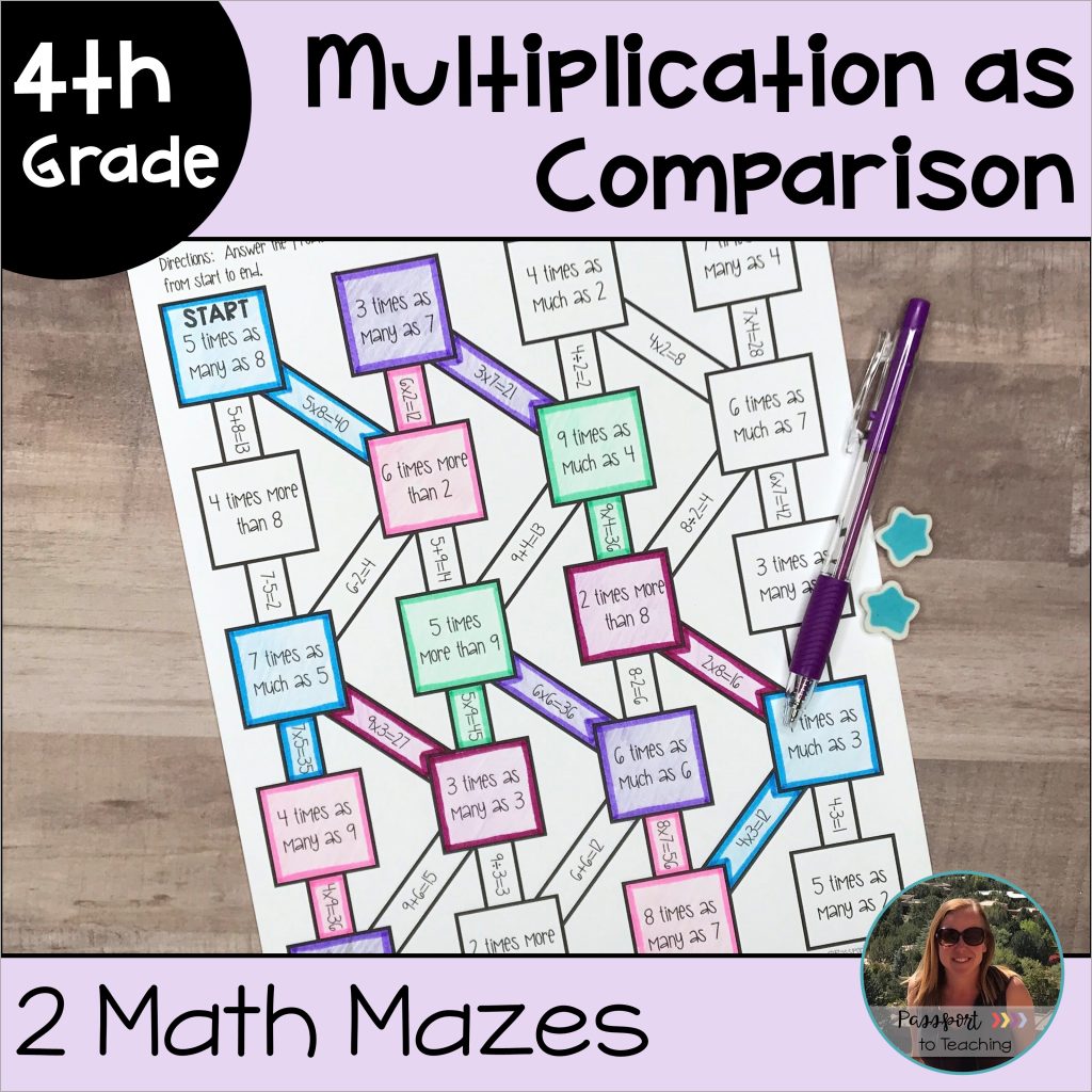 Multiplicative Comparisons Math Maze Worksheets - 4th Grade | Made By ...