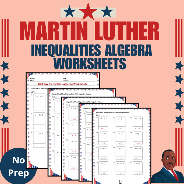 MLK Day Martin Luther King Jr Inequalities Math activities Extensive ...