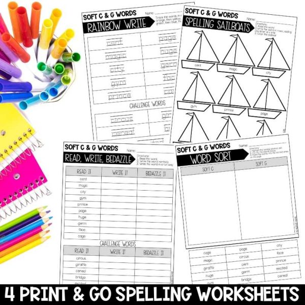 Soft C and G Worksheets, Activities & Games for 2nd Grade Phonics or ...