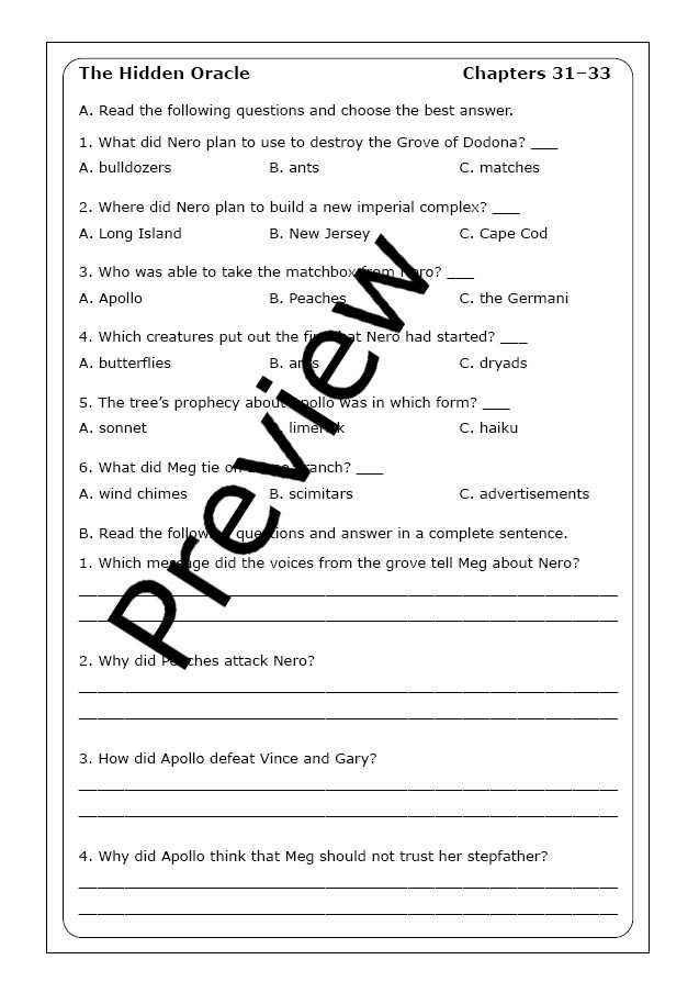 Rick Riordan "The Hidden Oracle" worksheets | Made By Teachers