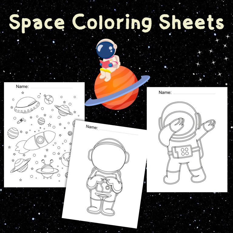 Space Coloring Sheets for Kids Illustrations of Planets, Astronauts ...