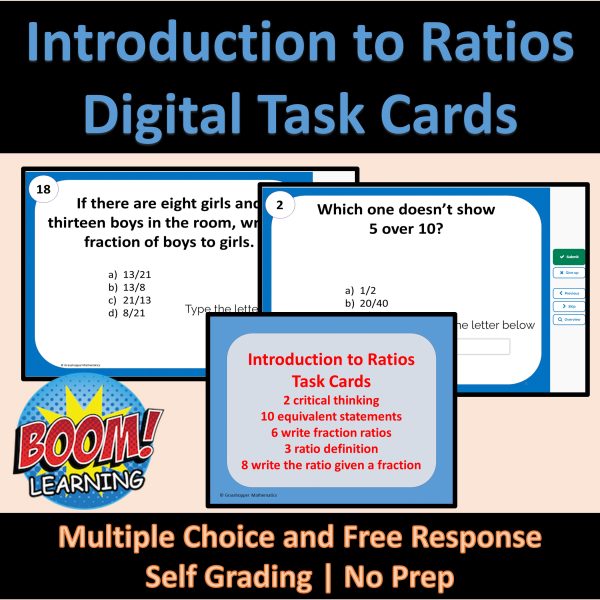 Intro to Ratios | Pre Algebra Task Cards | Boom™ Digital | Made By Teachers