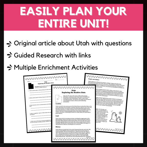 Utah State Activities | US State Research and Informational Text | Made ...