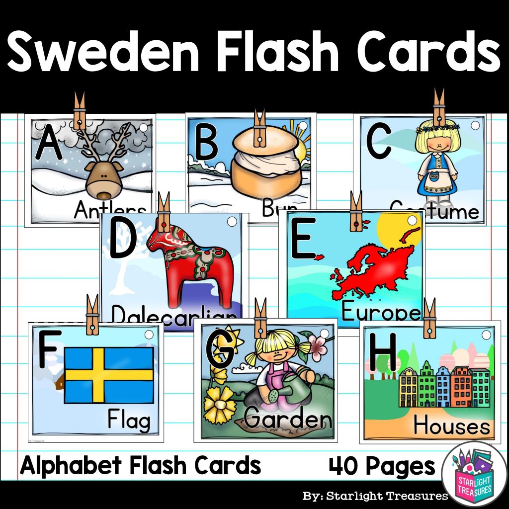 Alphabet Flash Cards for Early Readers - Country of Sweden | Made By ...