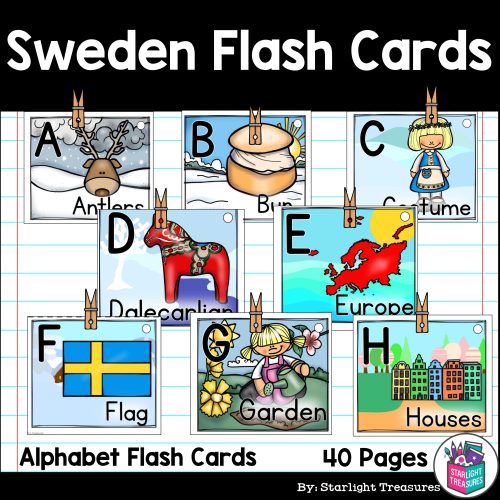 Alphabet Flash Cards for Early Readers - Country of Sweden | Made By ...