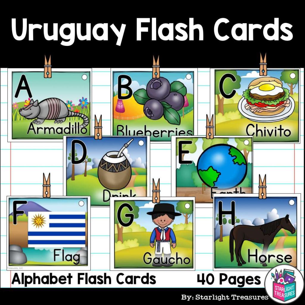 Alphabet Flash Cards for Early Readers - Country of Uruguay | Made By ...