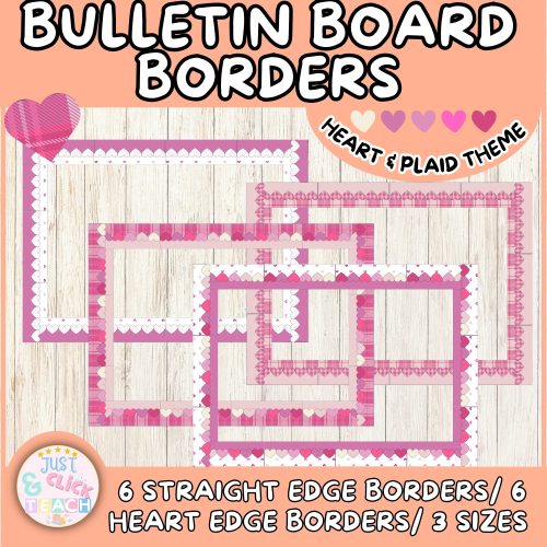 Bulletin board borders | Heart & plaid theme | Pink & Purple color ...