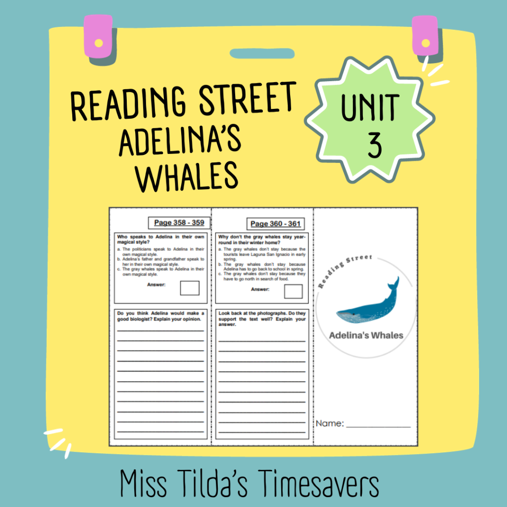 Adelina's Whales - 4th Grade Reading Street | Made By Teachers