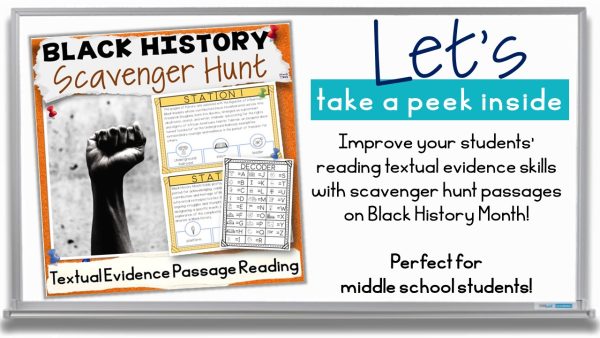 Black History Month Scavenger Hunt Reading Passages Textual Evidence ...