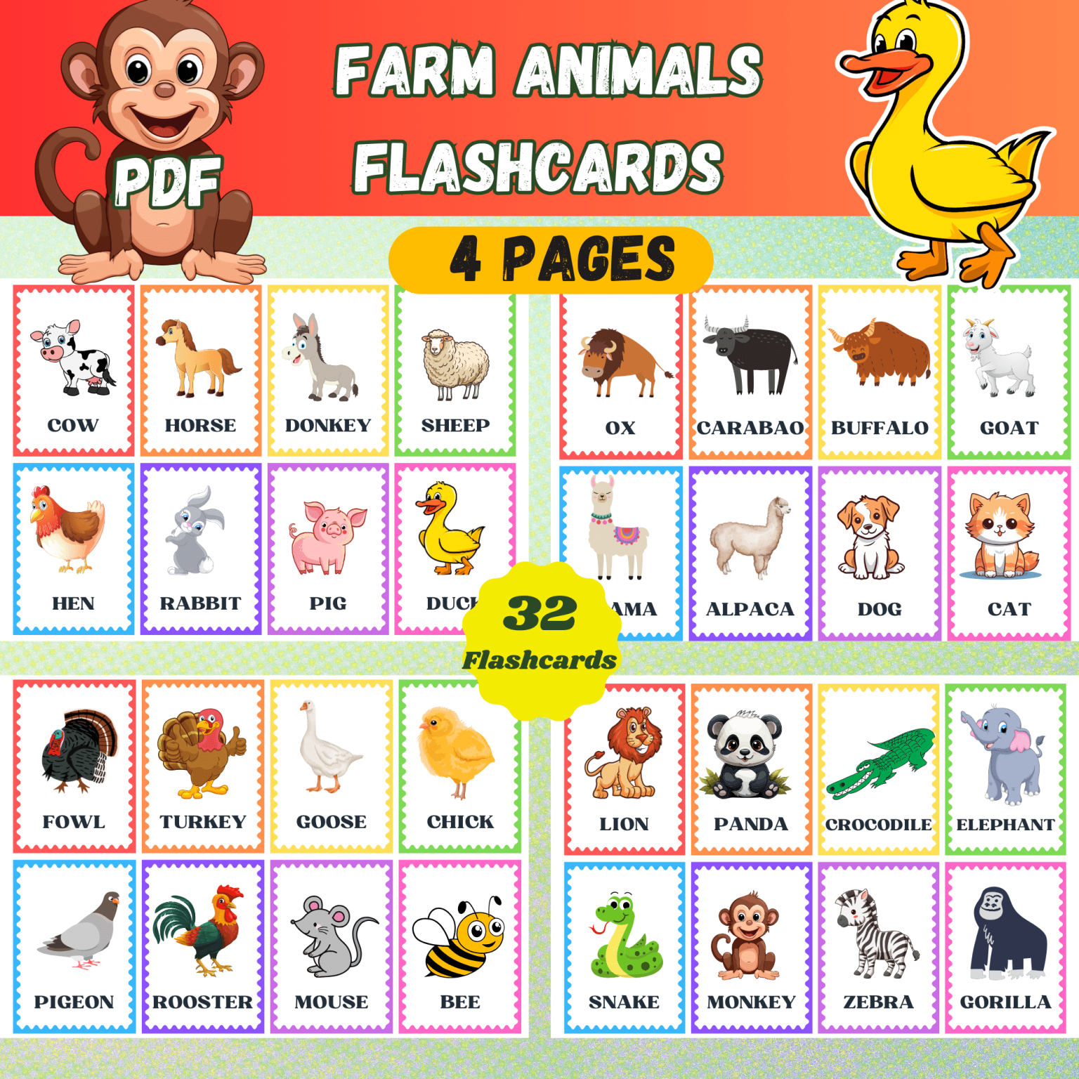 Farm Animals Flashcards - Made By Teachers