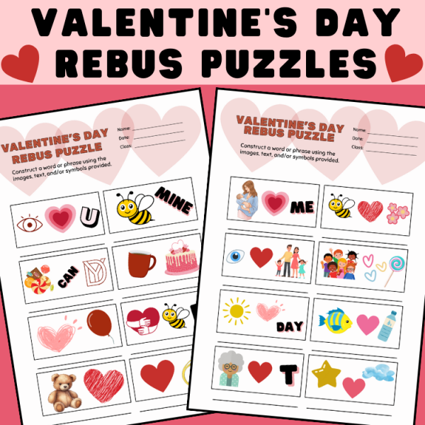 Valentine's Day Rebus Puzzles | Brain Teasers | Print & Go | Games ...