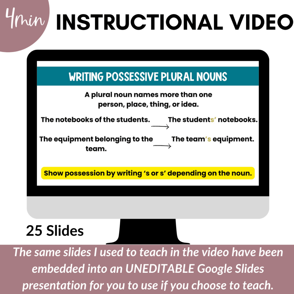Singular and Plural Possessive Nouns Grammar Video Lessons and ...