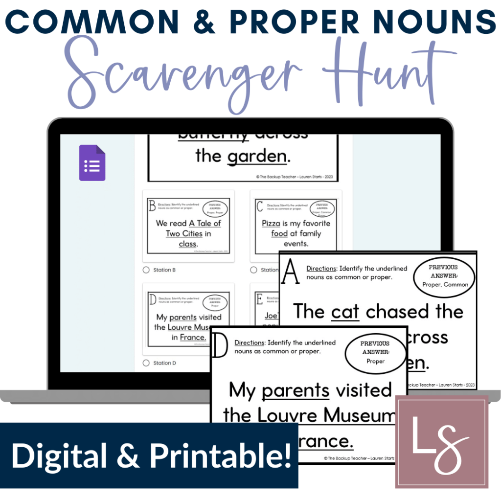 Common and Proper Nouns Practice: Printable and Virtual Scavenger Hunt ...