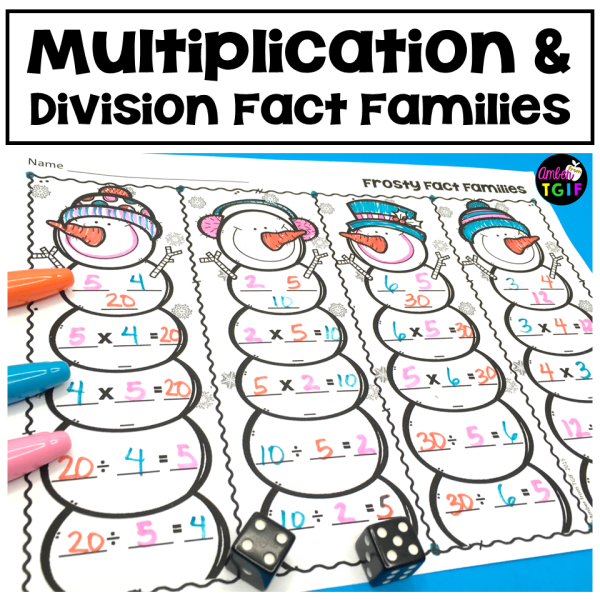 Multiplication & Division Fact Families Winter Worksheets & January ...