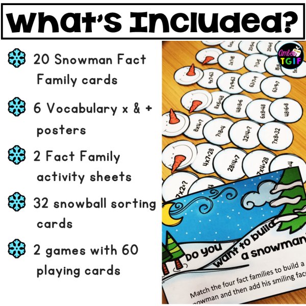Multiplication & Division Fact Families Winter Worksheets & January ...