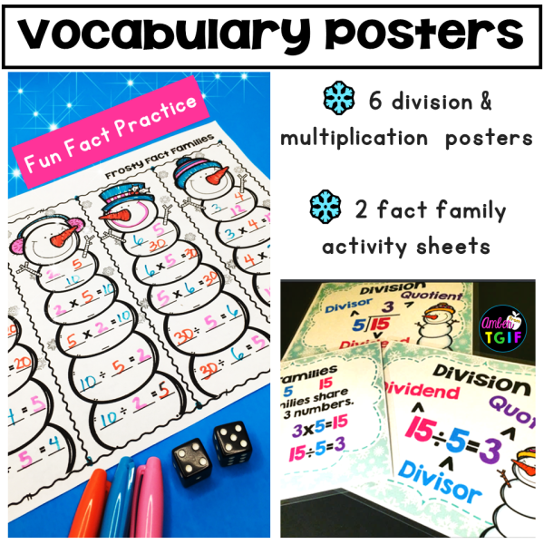 Multiplication & Division Fact Families Winter Worksheets & January ...