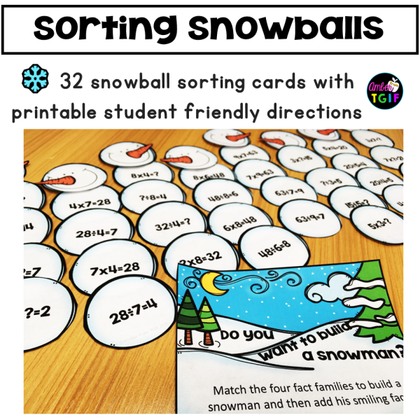 Multiplication & Division Fact Families Winter Worksheets & January ...
