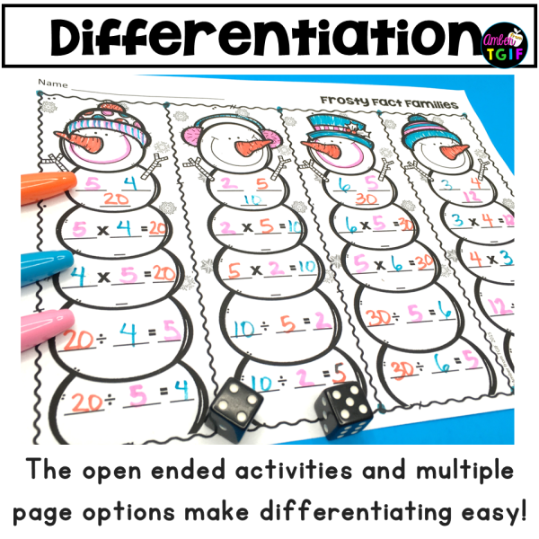 Multiplication & Division Fact Families Winter Worksheets & January ...