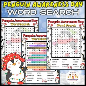 Activities Word Search Worksheets | Penguin Awareness Day - Made By ...
