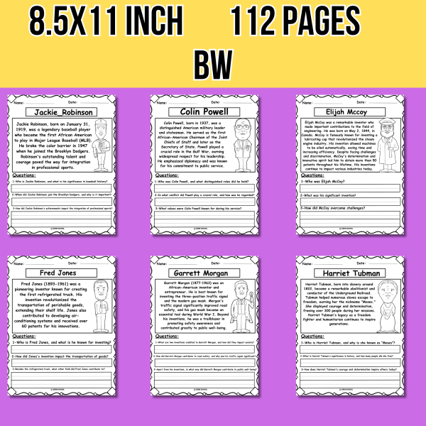 Black History Month Reading Comprehension Passages and Questions - Made ...