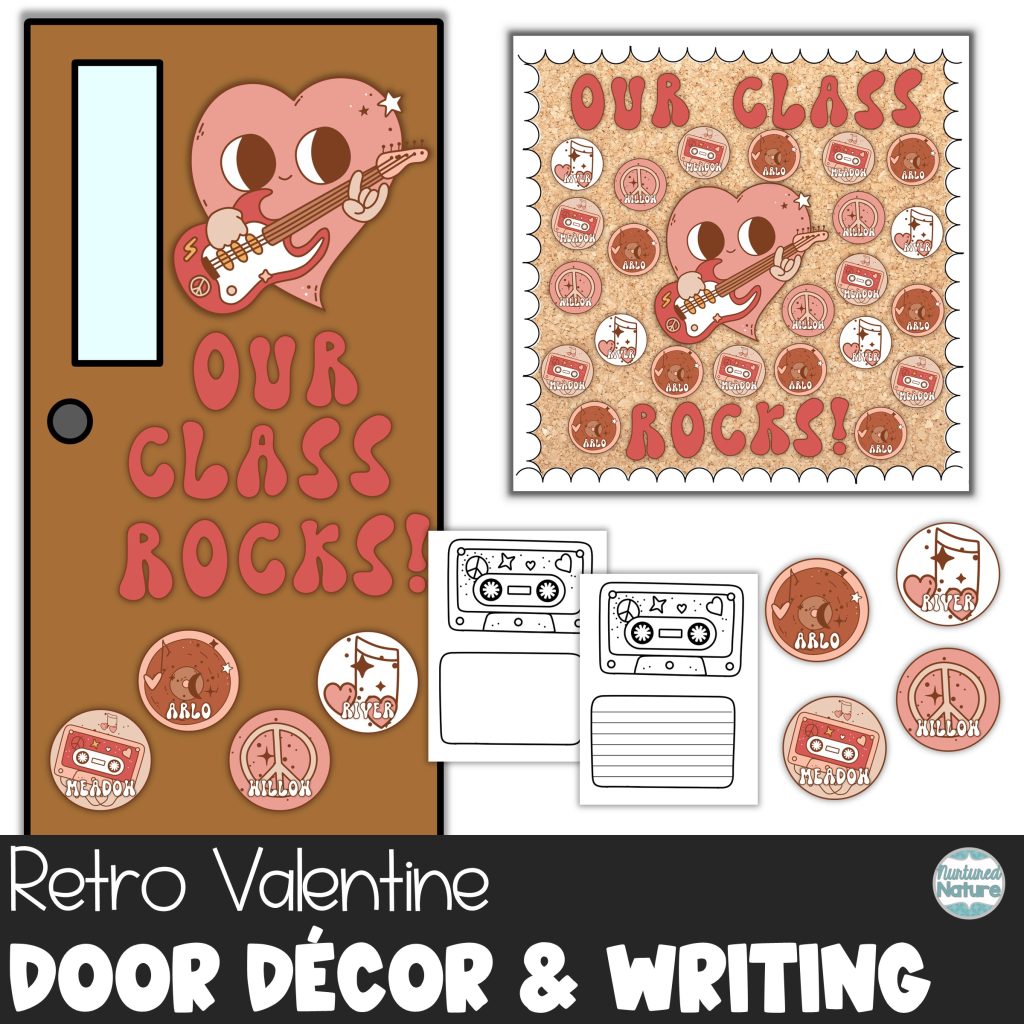 Retro Valentine’s Day Door Decor - Groovy Bulletin Board with Editable ...