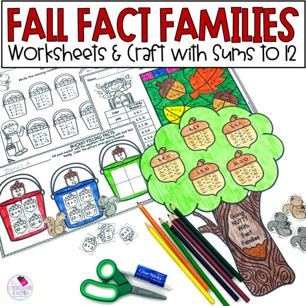 Fact Families Addition and Subtraction Math Worksheets and Fall Craft ...