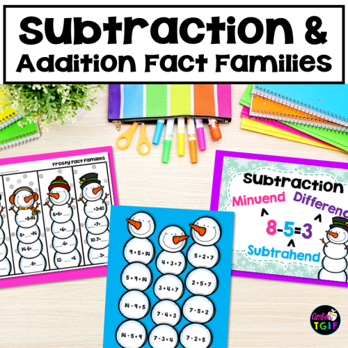 Addition and Subtraction Fact Families January Winter Snowman ...